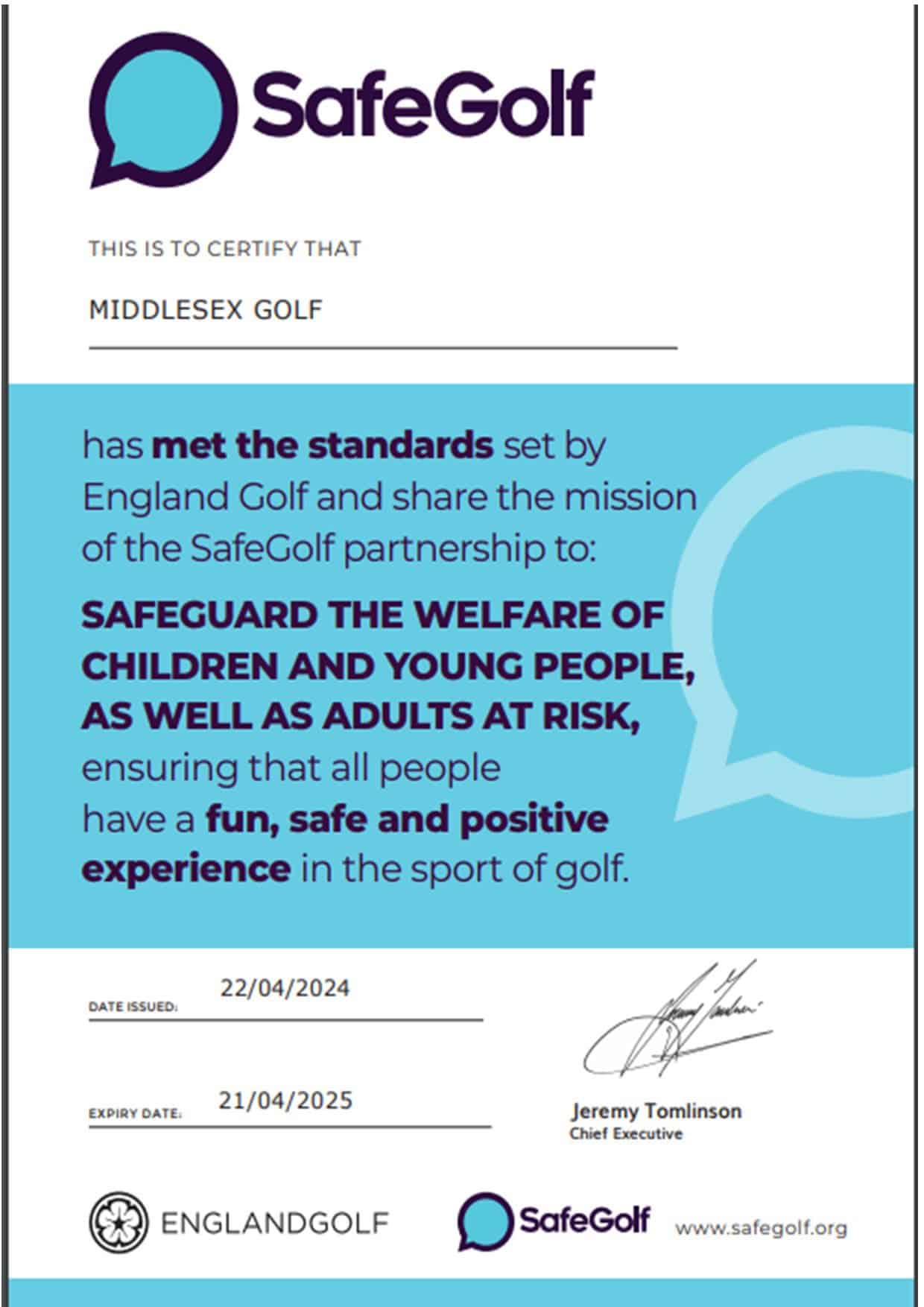 Safeguarding – Middlesex Golf